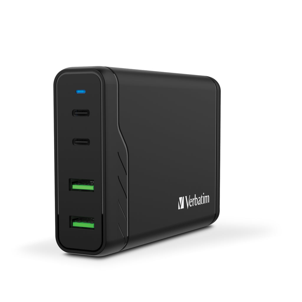 VERBATIM CHARGER 4 PORT TYPE C USB 3.0 CHARGER 100 WATTS WITH TYPE C T ...