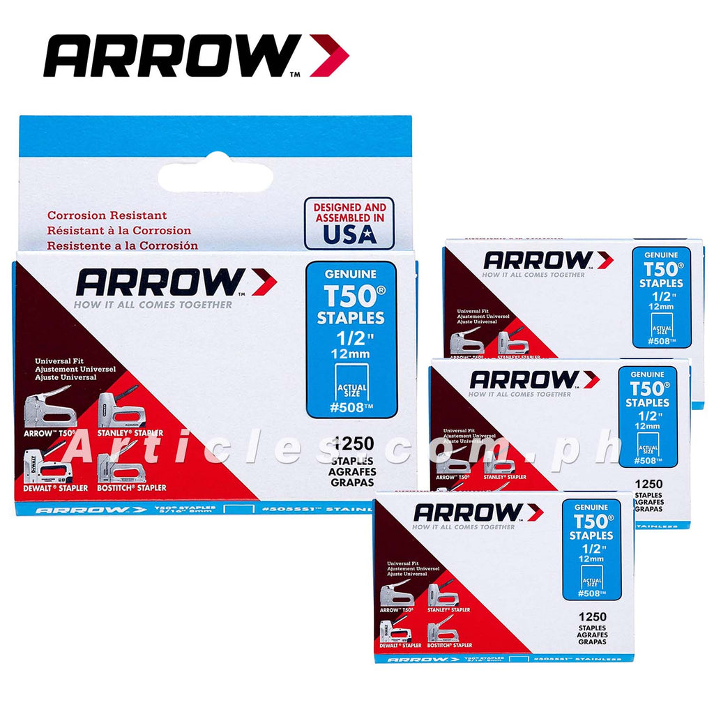 Arrow Gun Tacker Staple Wire T-50 1/2 12mm 5000 pieces – Articles.com.ph