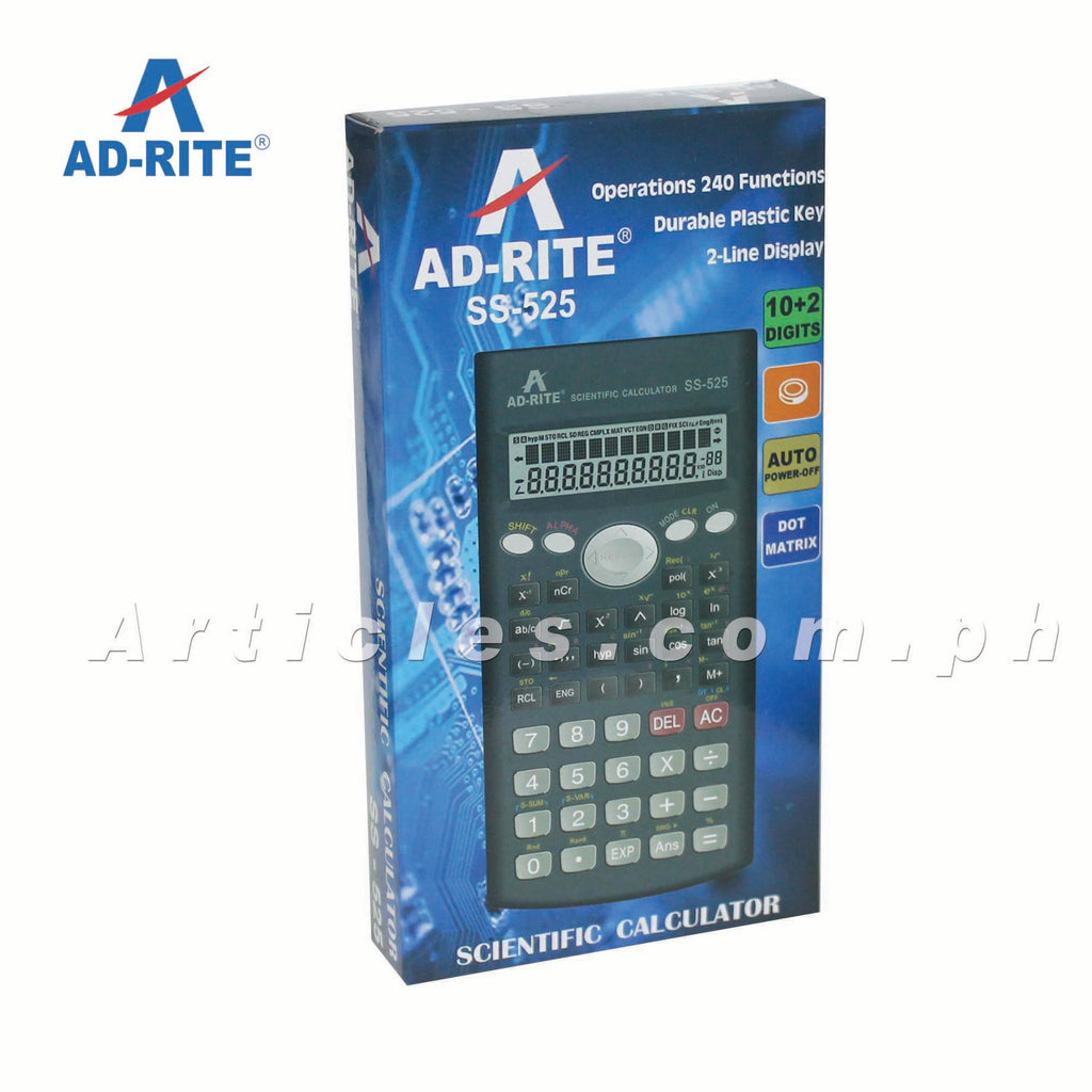 Ad-Rite Scientific Calculator SS-525 Battery Operated – Articles.com.ph