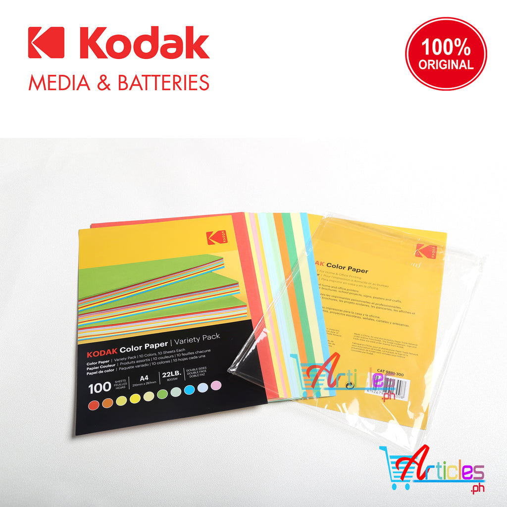KODAK COLOR PAPER COLORED PAPERS ASSORTED COLOR 80GSM 100 SHEETS PER P ...