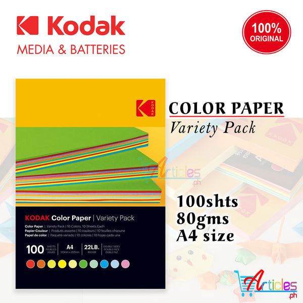 KODAK COLOR PAPER COLORED PAPERS ASSORTED COLOR 80GSM 100 SHEETS PER P ...