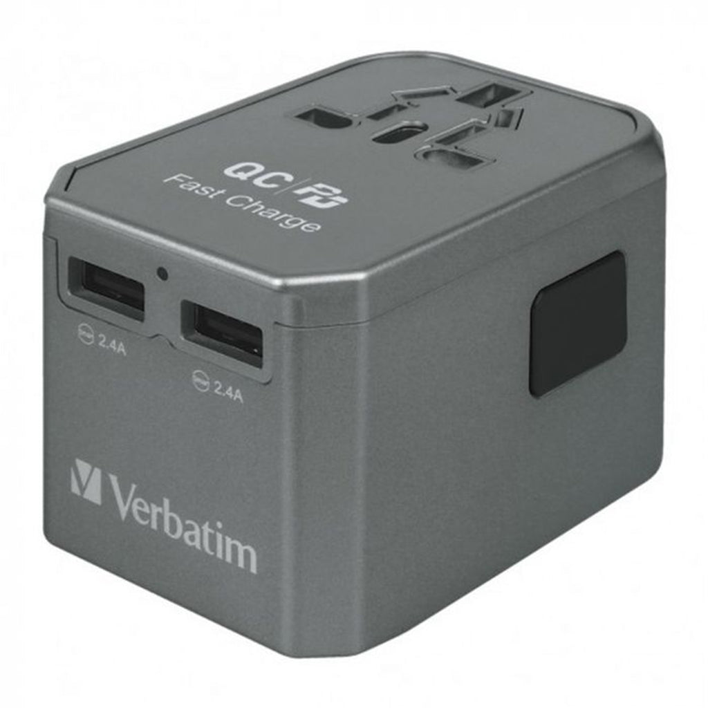 Verbatim 4 Port Universal Travel Charger Adapter Type C Port USB Port ...